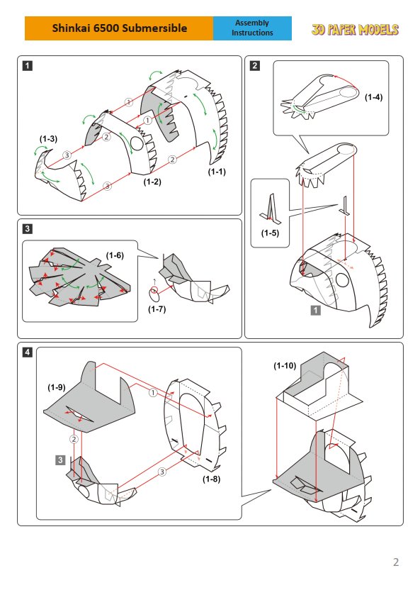 Shinkai 6500 Submersible 3D Paper Model, DIY 3D Papercraft Ships ...