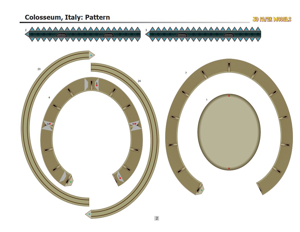 Colosseum, Italy 3D Paper Model digital download printable PDF arts and ...