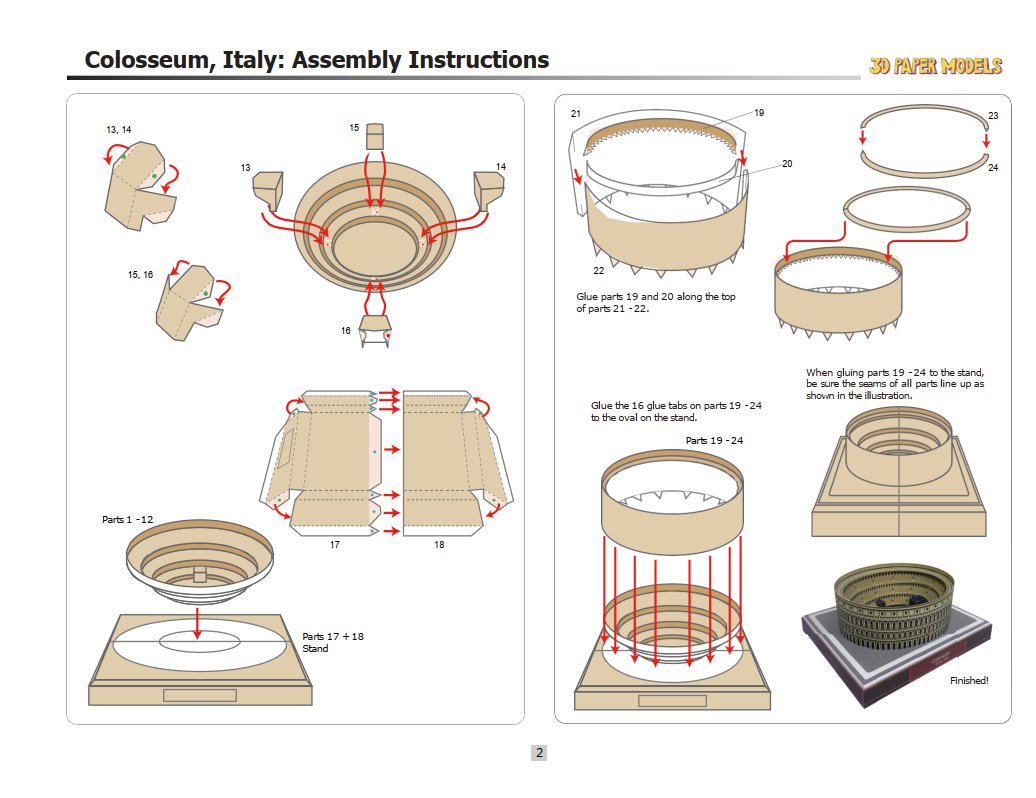 Colosseum, Italy 3D Paper Model digital download printable PDF arts and ...