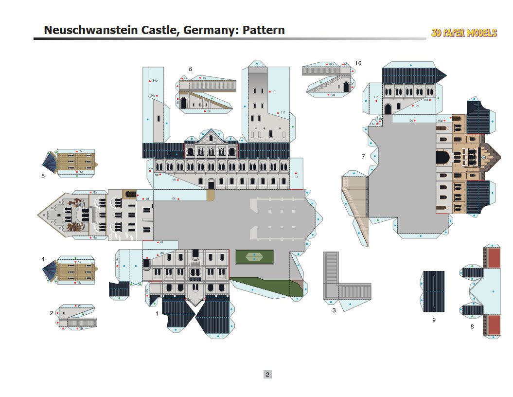 Neuschwanstein Castle, Germany 3D Paper Model download printable PDF ...