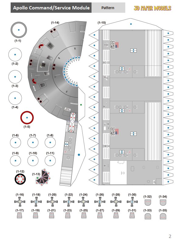 Apollo Command Paper Model, Papercraft Space, Space toys, NASA Space ...