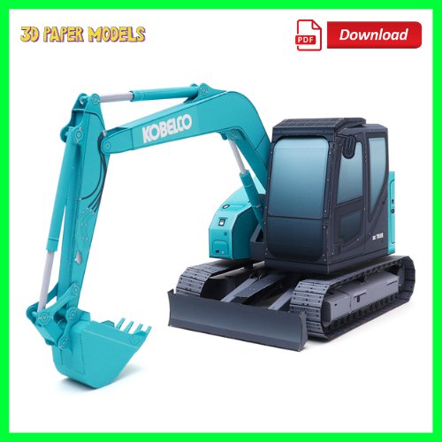 Excavator 3D Paper Model, DIY 3D Papercraft Template, kids adults fun ...