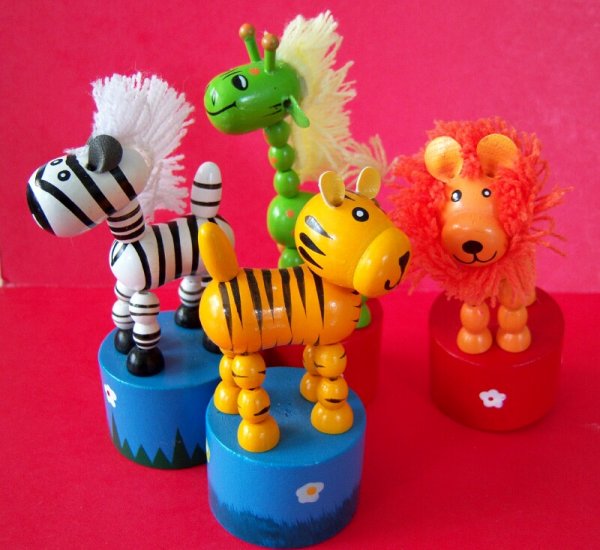 Vintage Rare Push Up & Collapse 4 Different Animal Toys
