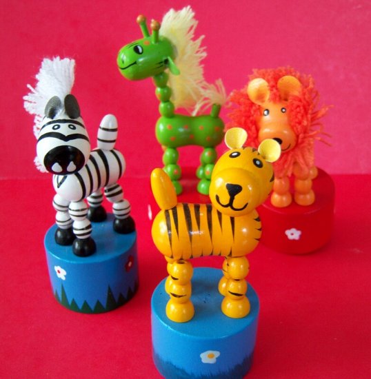 Vintage Rare Push Up & Collapse 4 Different Animal Toys