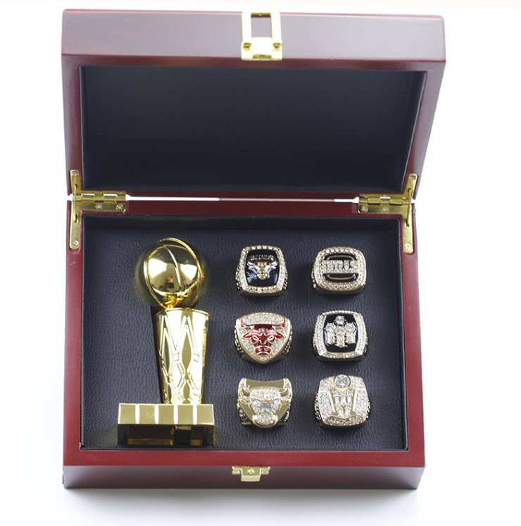 Set 6 PCS Chicago Bulls NBA world championship rings and Throphy with ...