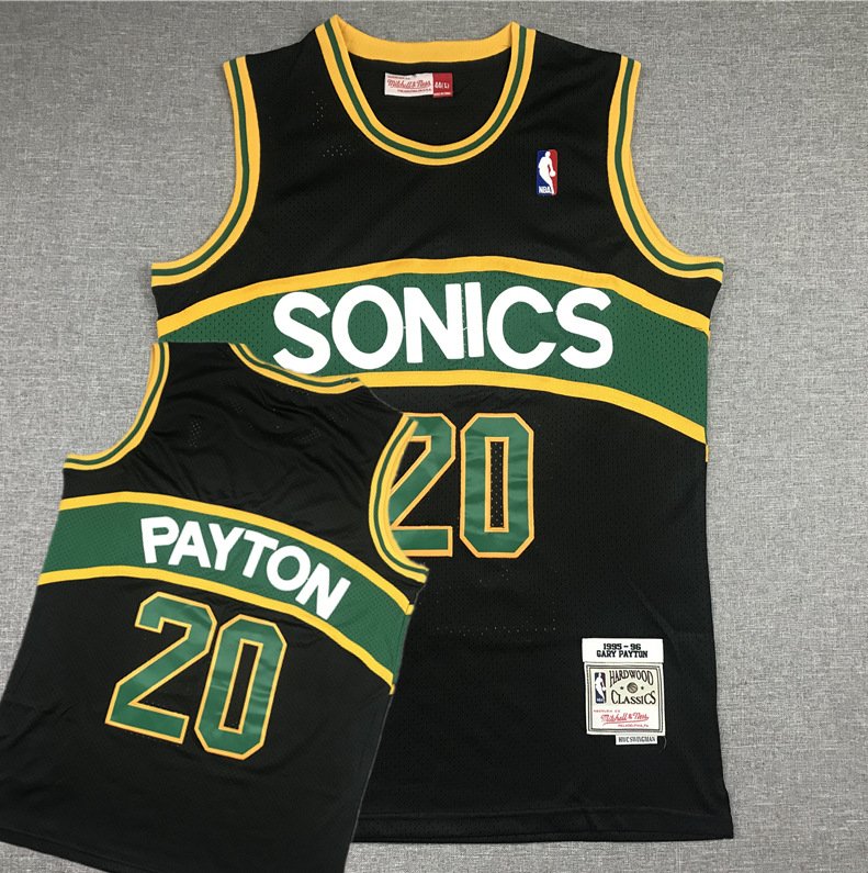 Mens Gary Payton Sonics supersonics throwback jersey black
