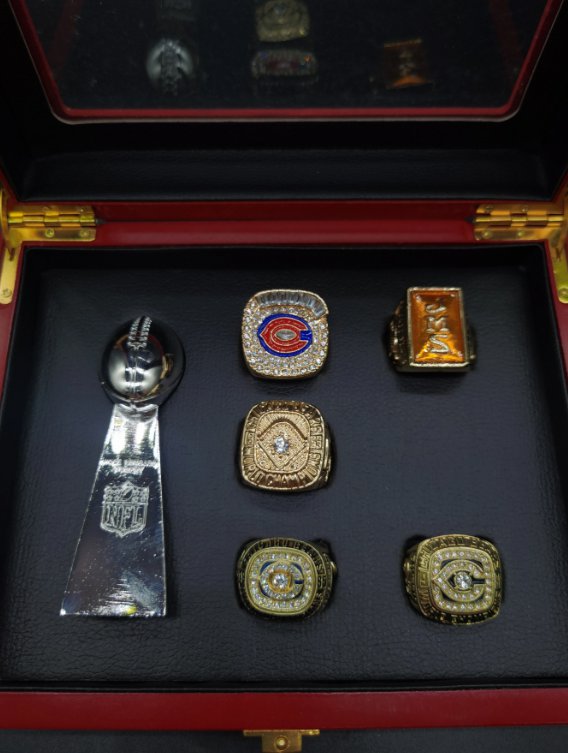 5PC Chicago Bears Championship ring Ring +NFL Trophy