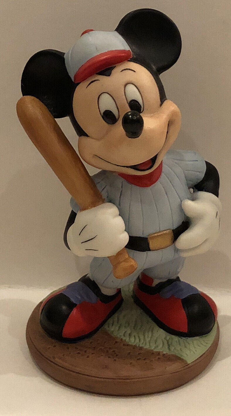 NEW Disney Mickey Mouse ceramic Figurine Baseball Holding Bat 4 inch ...