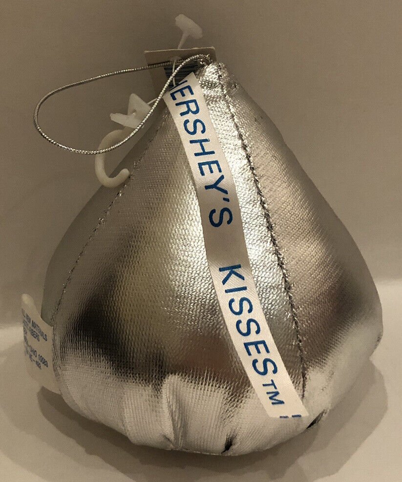 NEW 1997 Hersheys Chocolate Kisses metallic silver plush ornament Original
