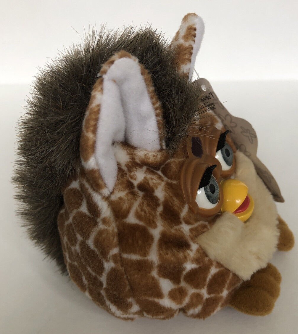 NEW Furby Buddies 1999 Hug Please Giraffe Gray Eyes Beanie Plush Toy