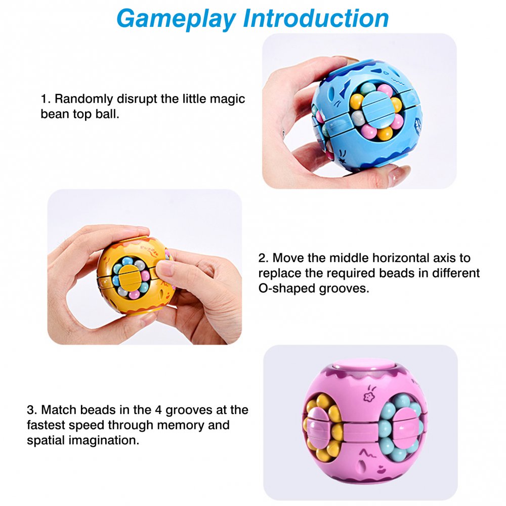 Magic Cube Fidget Toy Creative Bean Rotating Square Small Beads Puzzles ...