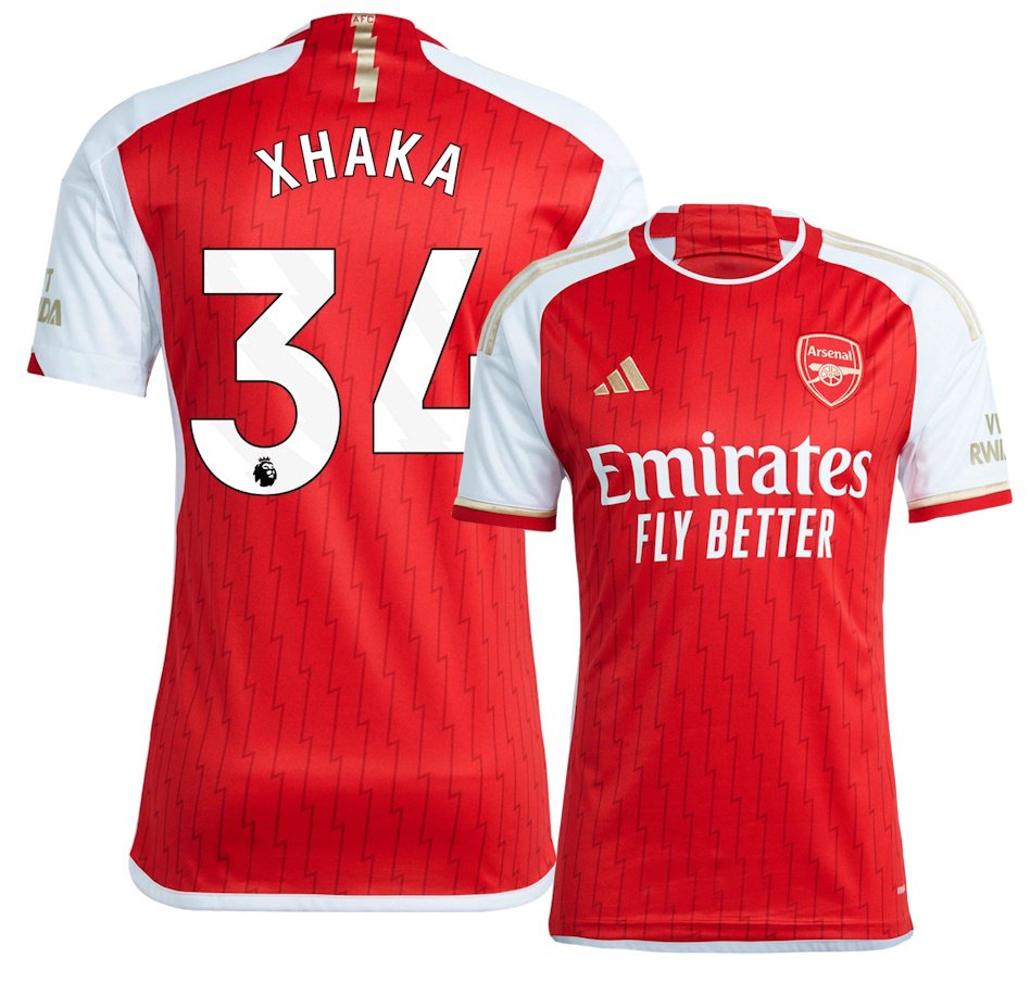 XHAKA #34 Arsenal 2023 2024 Home Men Football Soccer Shirt Jersey 23-24