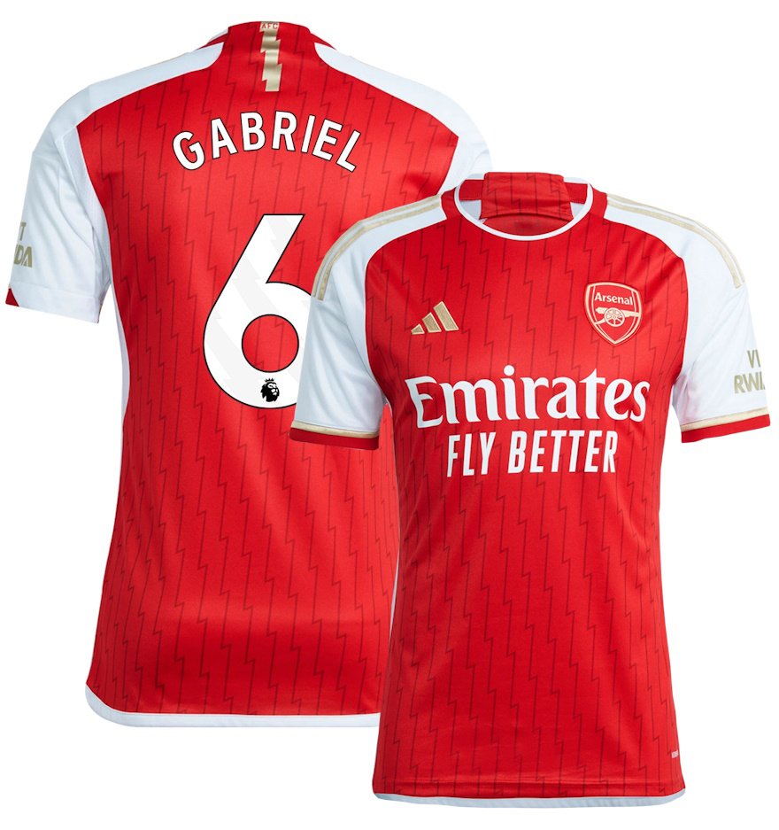 GABRIEL #6 Arsenal 2023 2024 Home Men Football Soccer Shirt Jersey 23-24