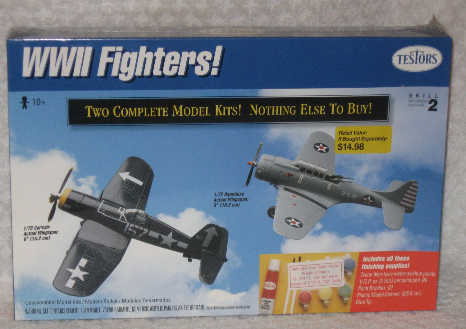 Testors WWII Fighter Planes Model Kit 1:72 Scale Two Complete Models ...