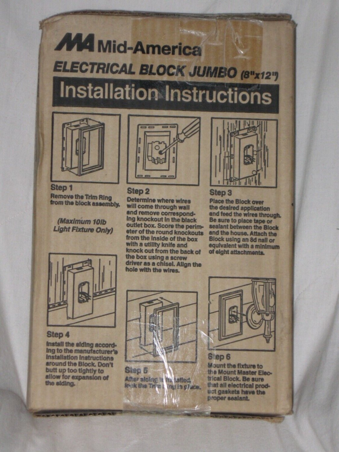 2 Pack Mid America Jumbo Electric Block 8x12 Centered Outlet Box NIB