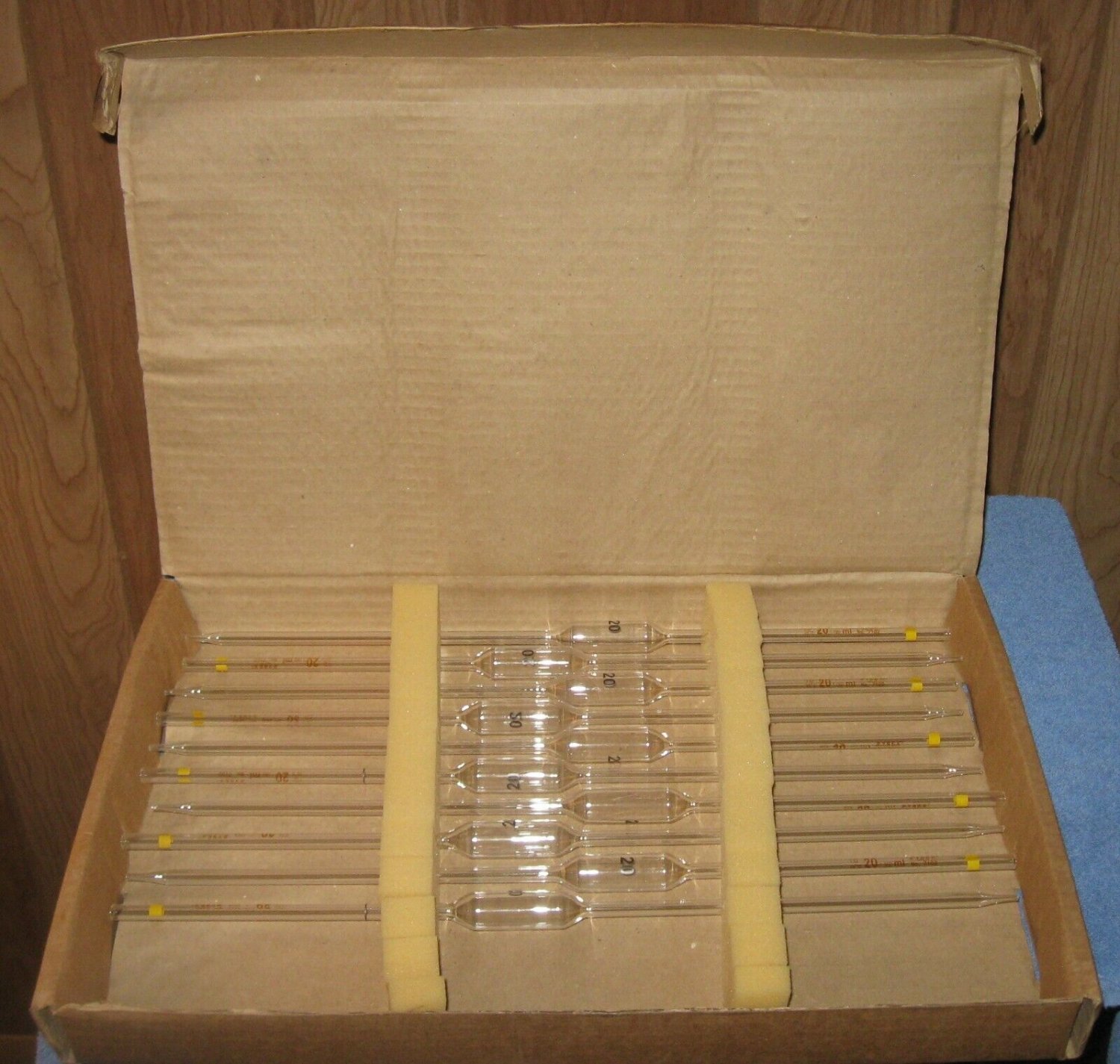 (10) Pyrex/Corning 20mL Glass Pipettes #7102 Reusable TD 20* Degree C