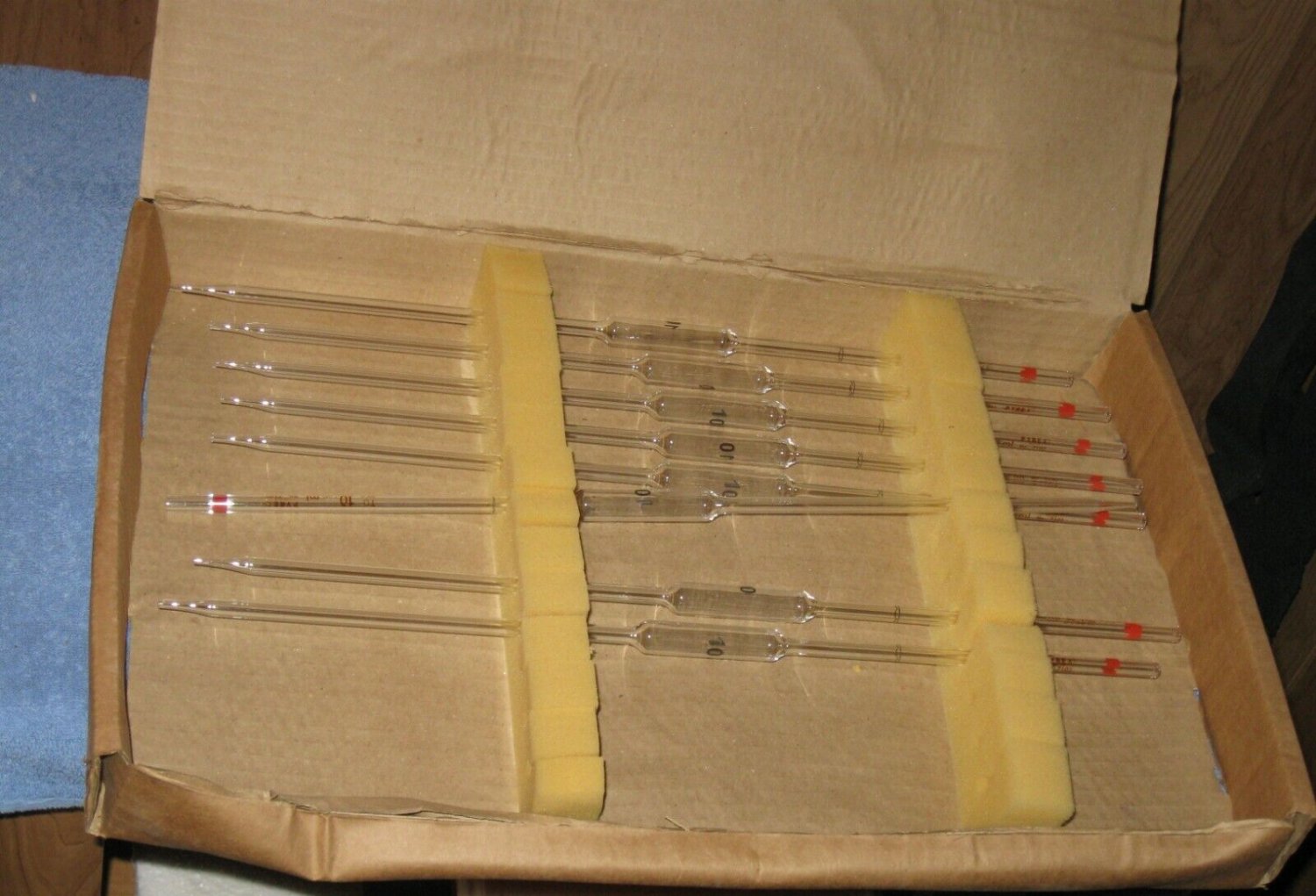 (8) Pyrex/Corning 10mL Glass Pipettes #7102 Reusable TD 20* Degree C