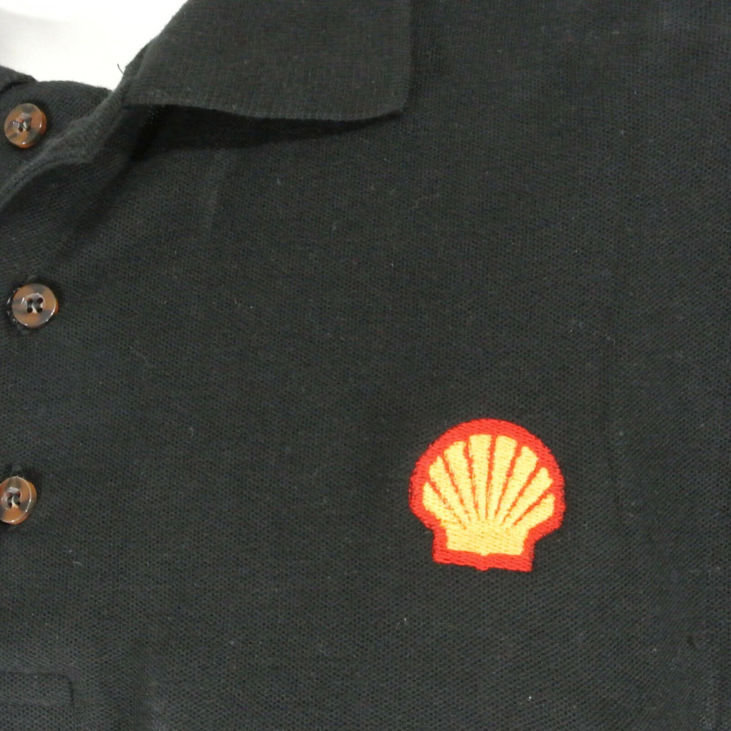SHELL Gas Station Oil Employee Uniform Polo Shirt Black Size M Medium NEW