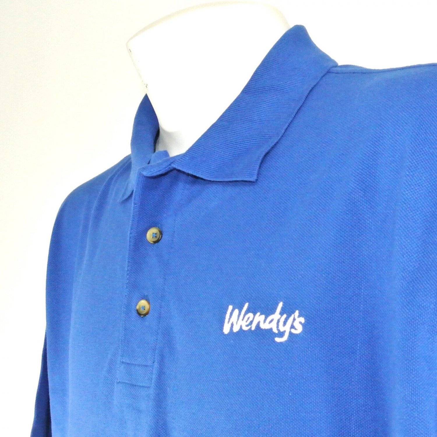 WENDY'S Hamburgers Employee Uniform Polo Shirt Blue Size M Medium NEW