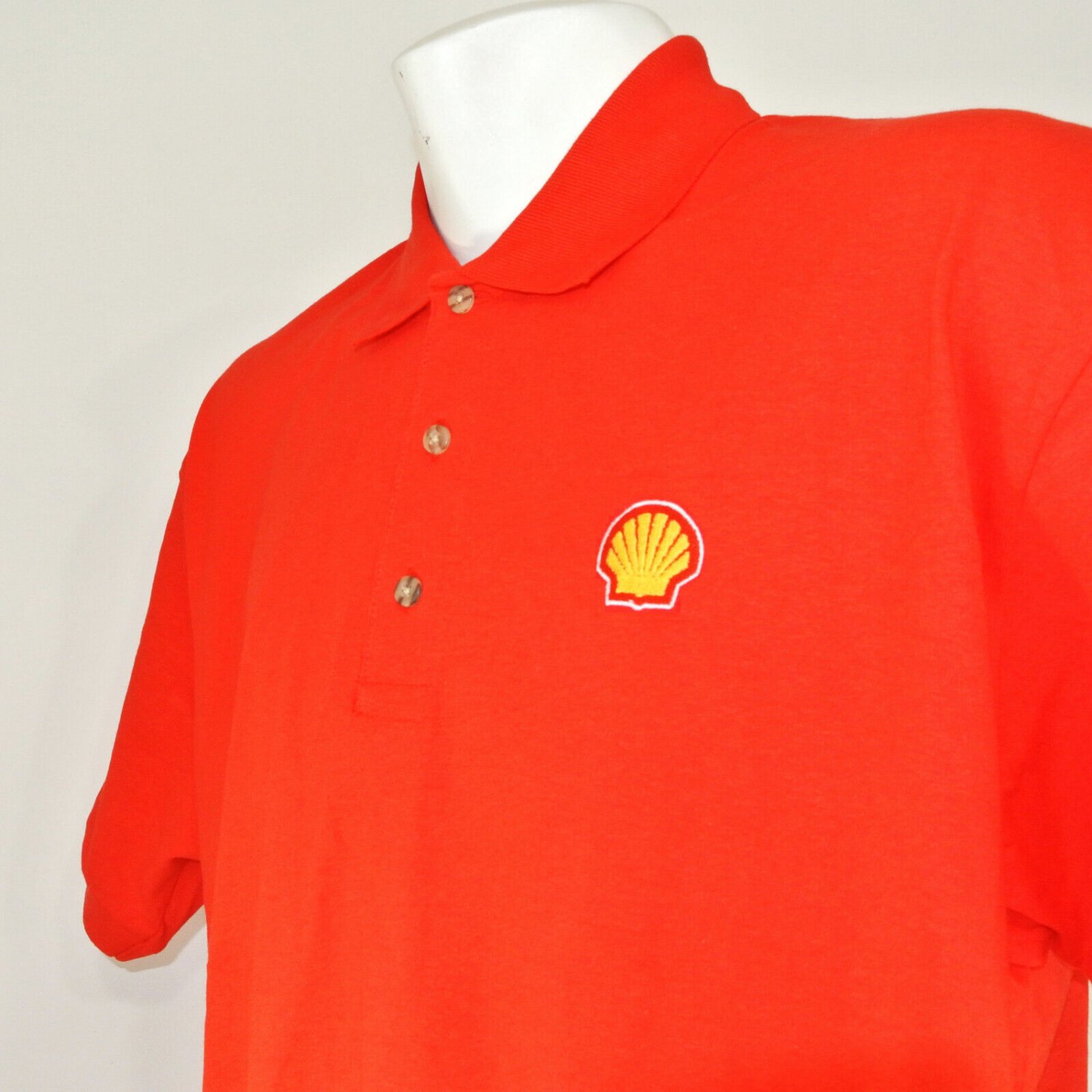 SHELL Gas Station Oil Employee Uniform Polo Shirt Red Size M Medium NEW