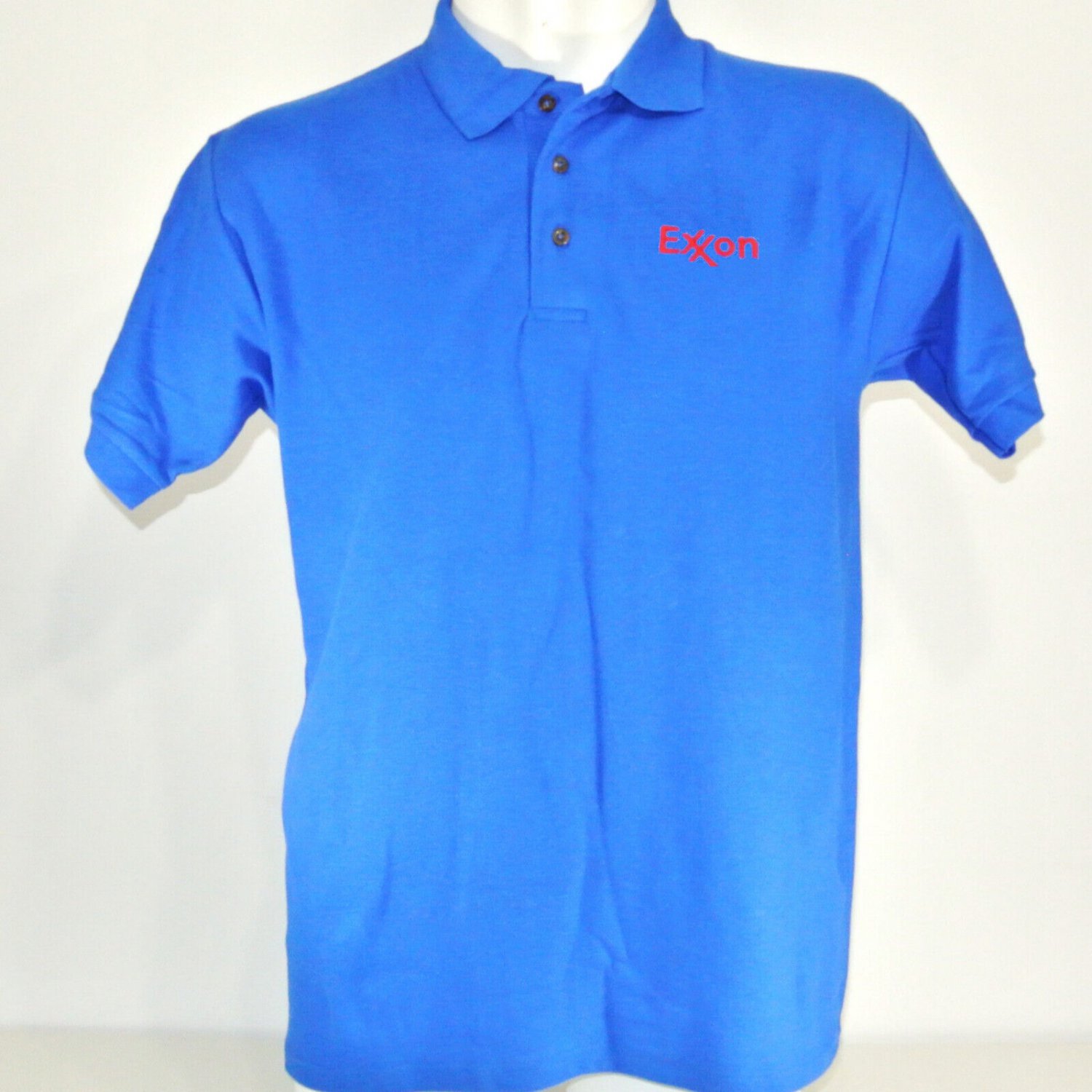 EXXON Gas Station Oil Employee Uniform Polo Shirt Blue Size L Large NEW