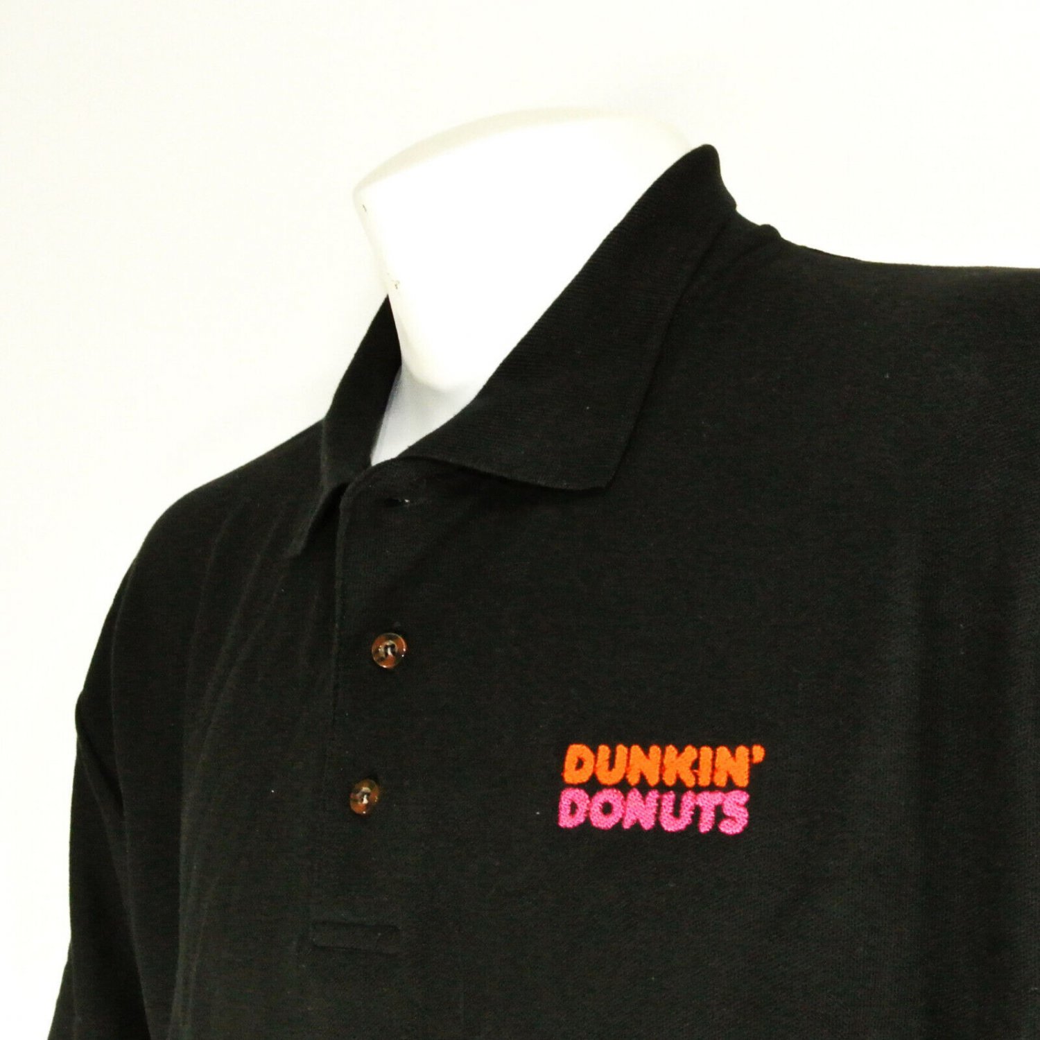 DUNKIN' DONUTS Employee Uniform Polo Shirt Black Size L Large NEW