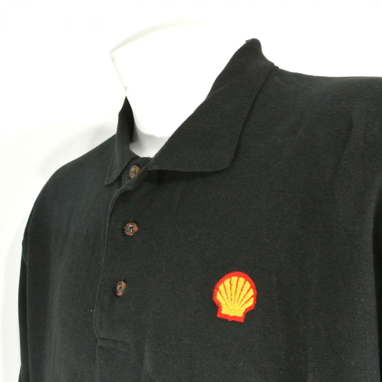 SHELL Gas Station Oil Employee Uniform Polo Shirt Black Size XL NEW