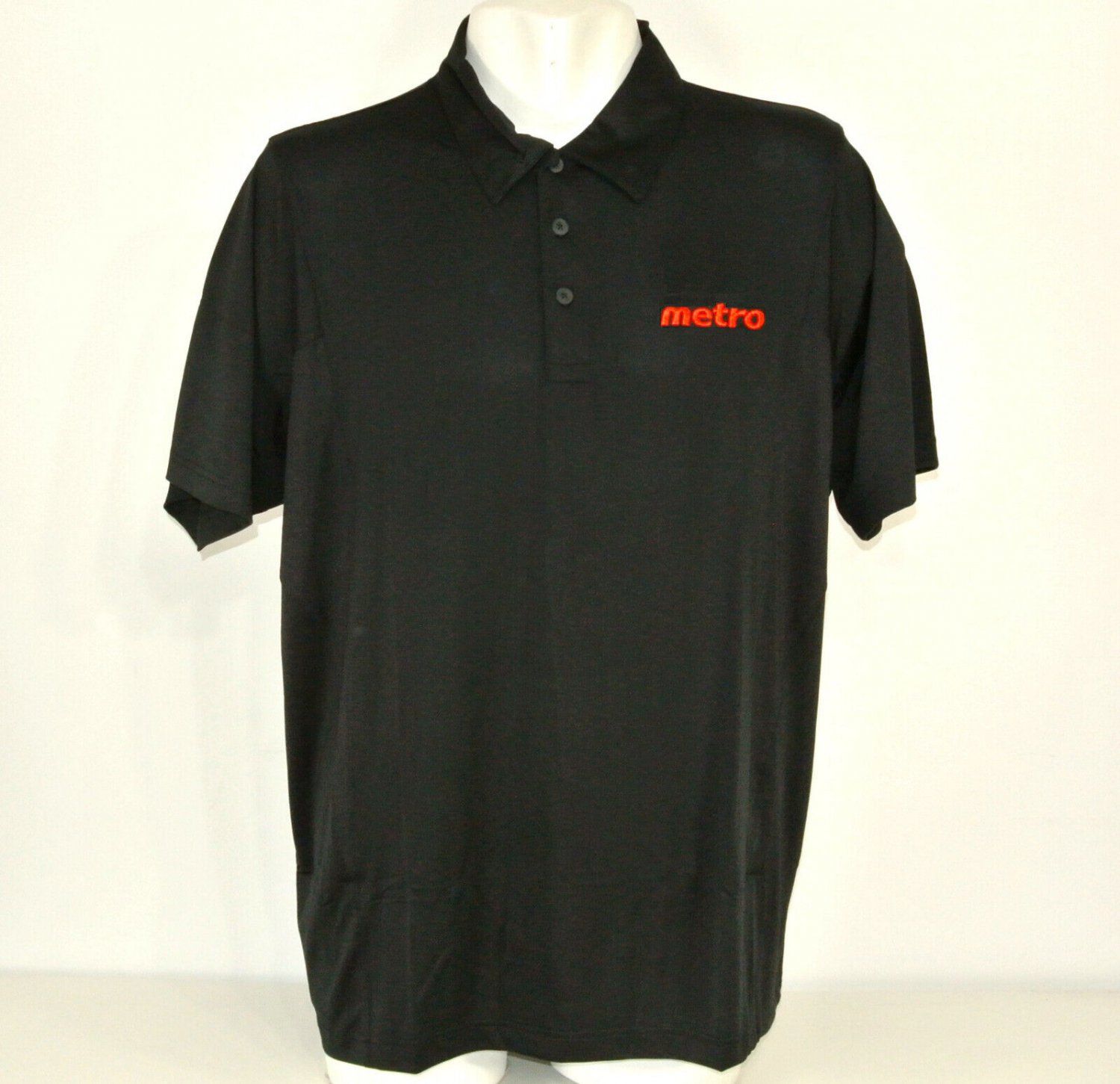 METRO Grocery Store Employee Uniform Polo Shirt Black Size L Large NEW