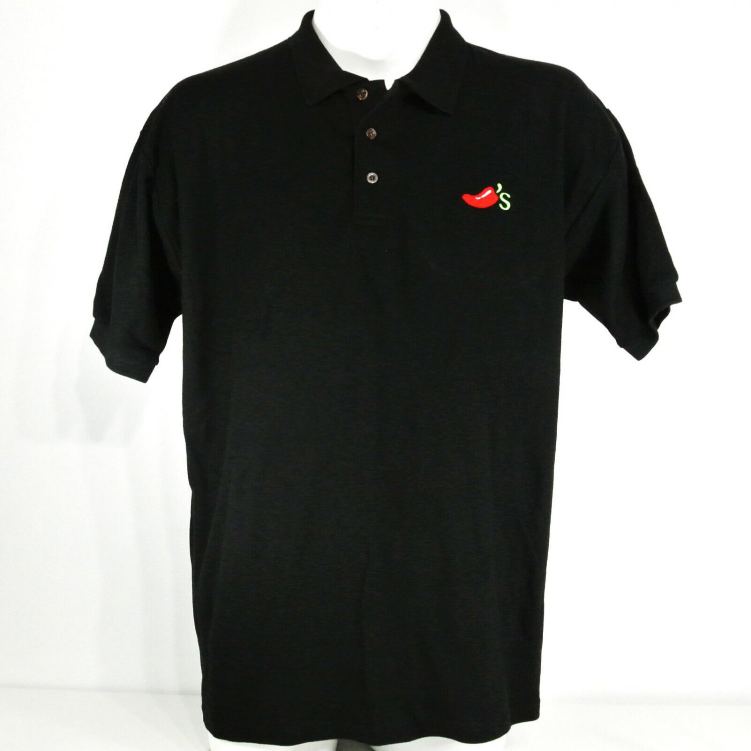 CHILI'S Restaurant Employee Uniform Polo Shirt Black Size M Medium NEW