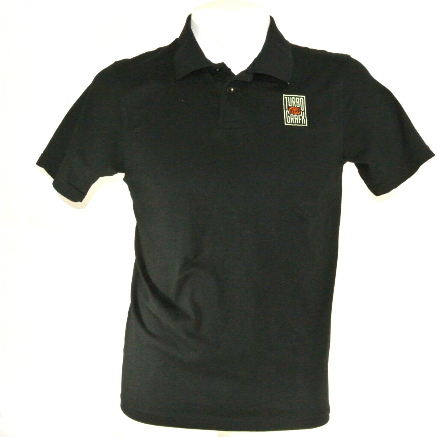 TURBO GRAFX 16 Polo Shirt Size XL Black Vintage Video Game