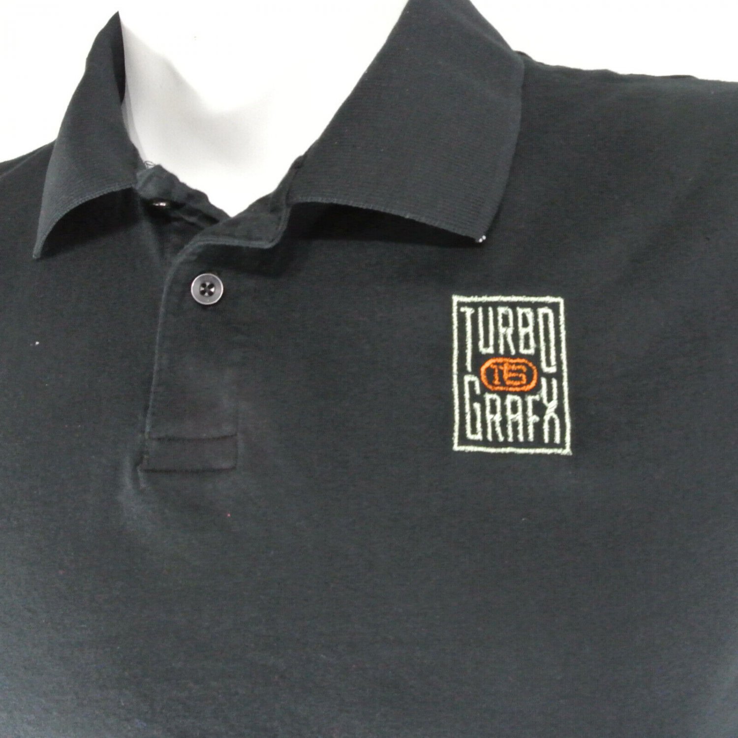 TURBO GRAFX 16 Polo Shirt Size XL Black Vintage Video Game