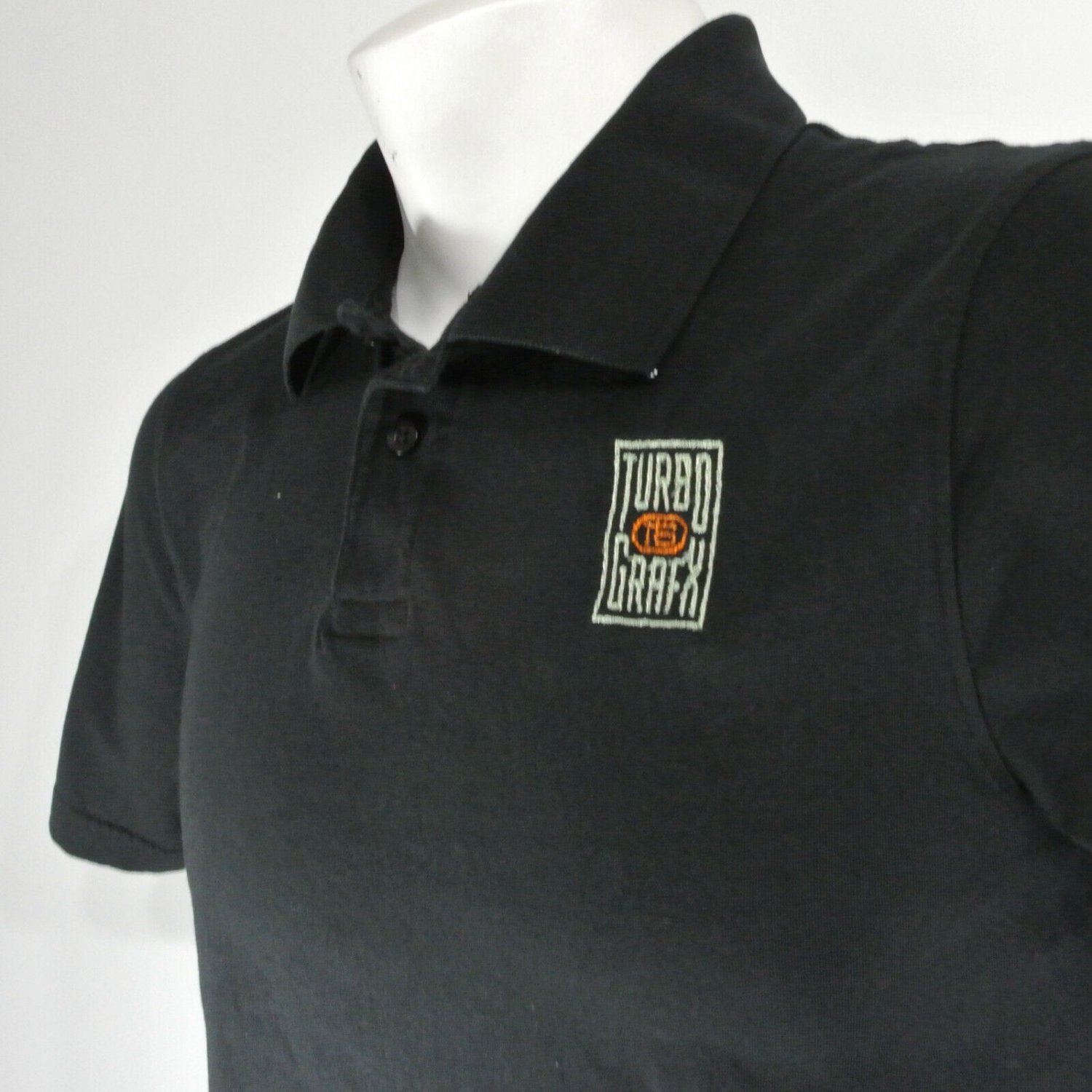 TURBO GRAFX 16 Polo Shirt Size XL Black Vintage Video Game