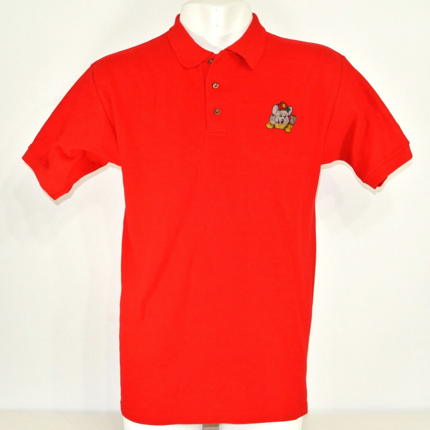 Chuck E Cheeses Vintage Employee Uniform Polo Shirt Red Size L Large