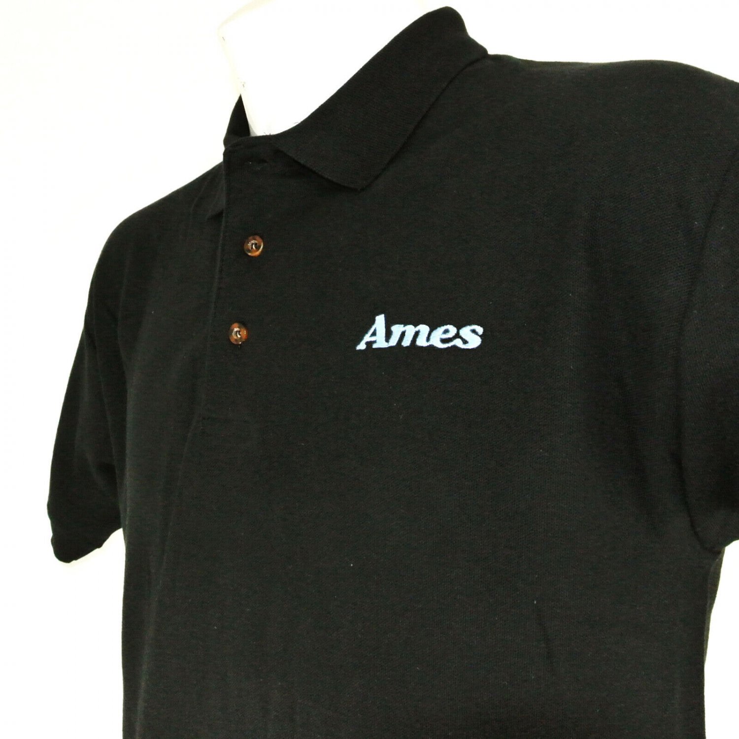 AMES Department Store Employee Uniform Vintage Black Polo Shirt Size M ...