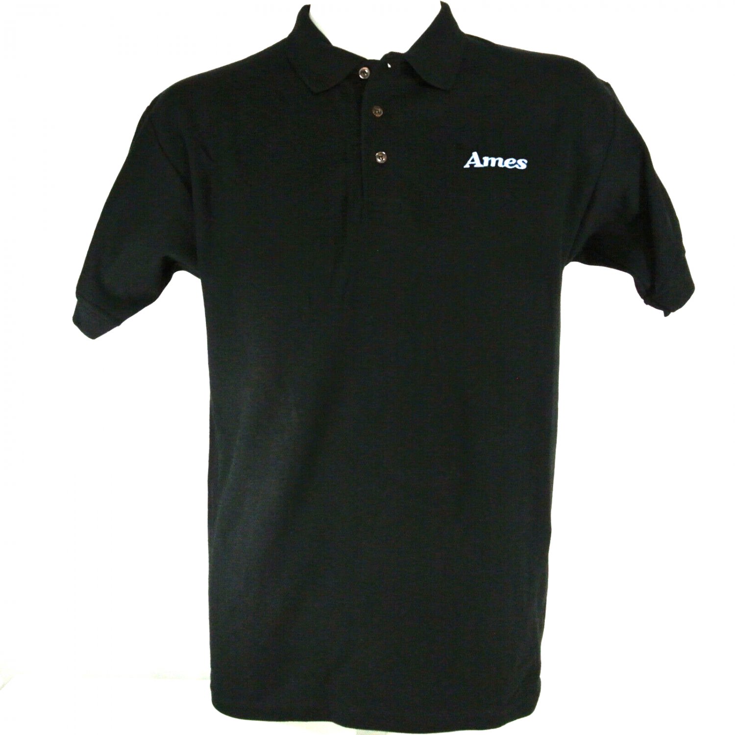 AMES Department Store Employee Uniform Vintage Black Polo Shirt Size L ...