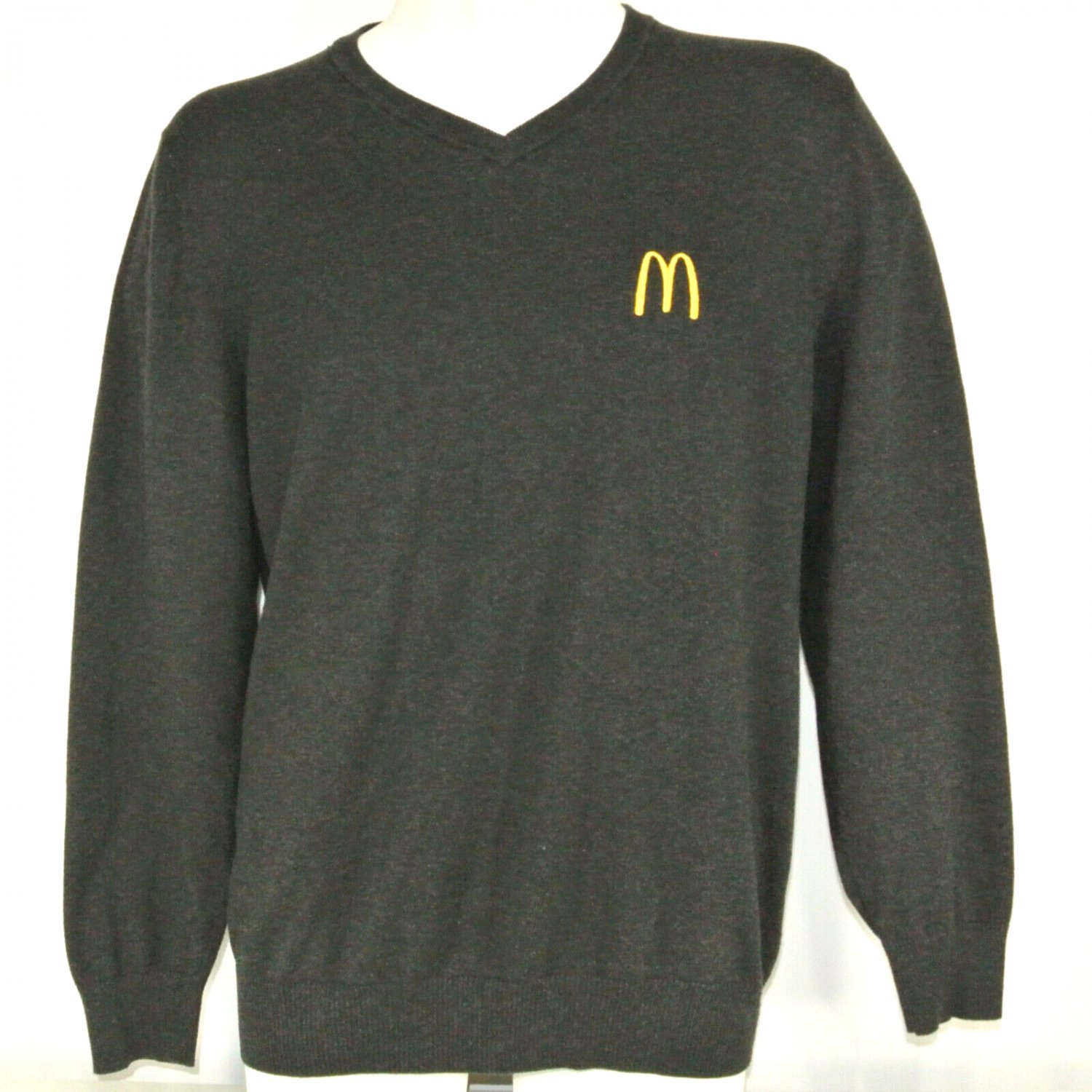 McDONALDS Restaurant Employee Manager Uniform V Neck Sweater Gray Size XL