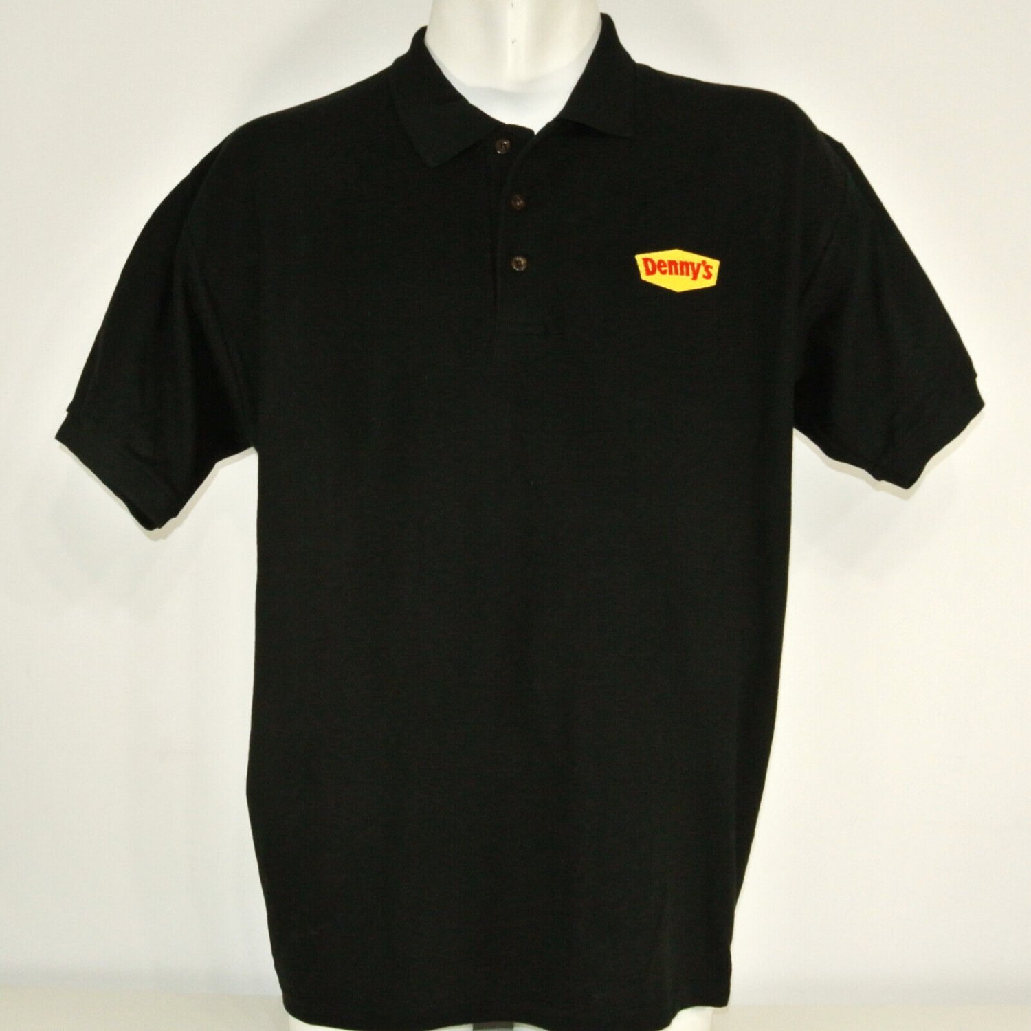 DENNY'S DINER Restaurant Employee Uniform Polo Shirt Black Size M Medium