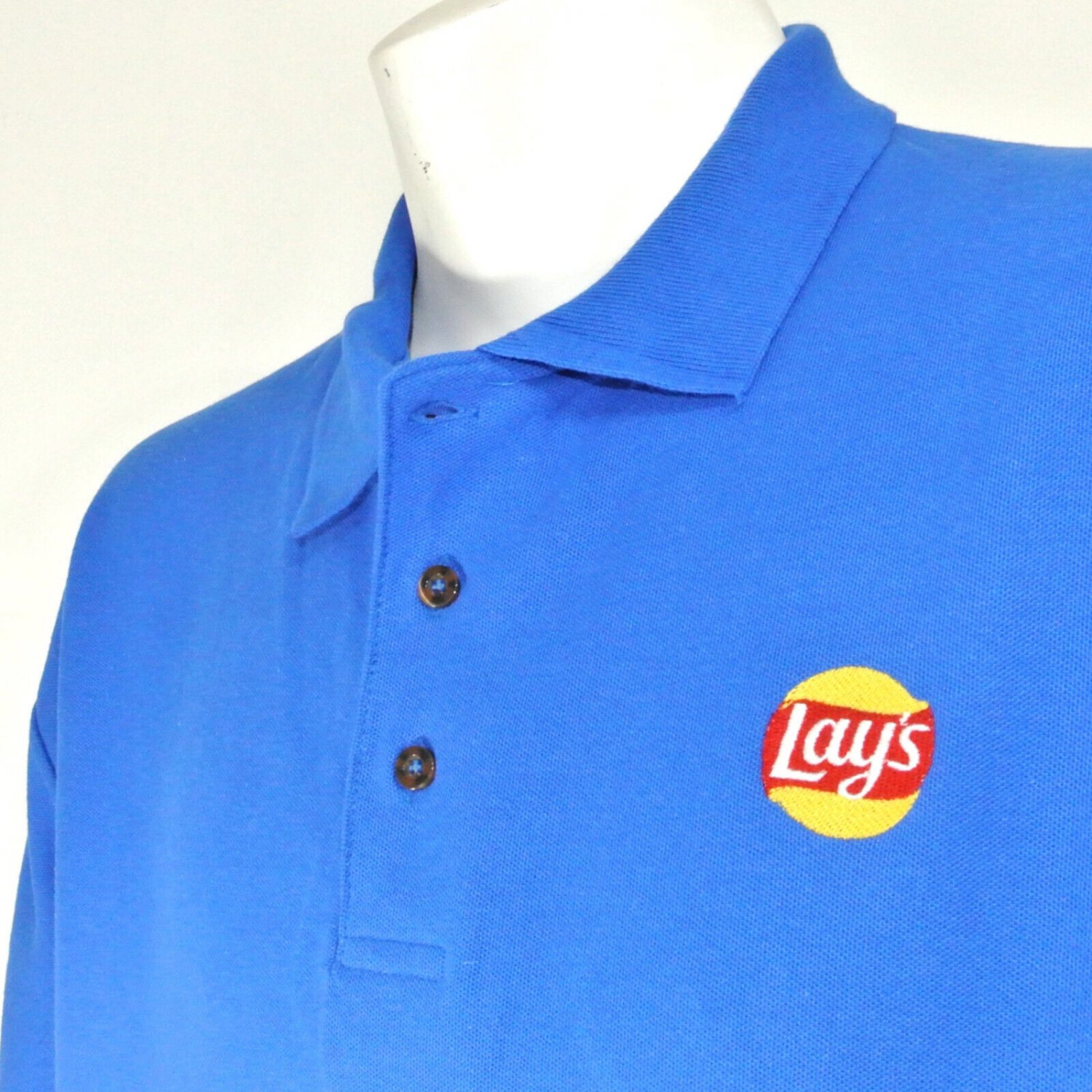 LAY'S Frito Lay Potato Chips Employee Uniform Polo Shirt Blue Size XL NEW