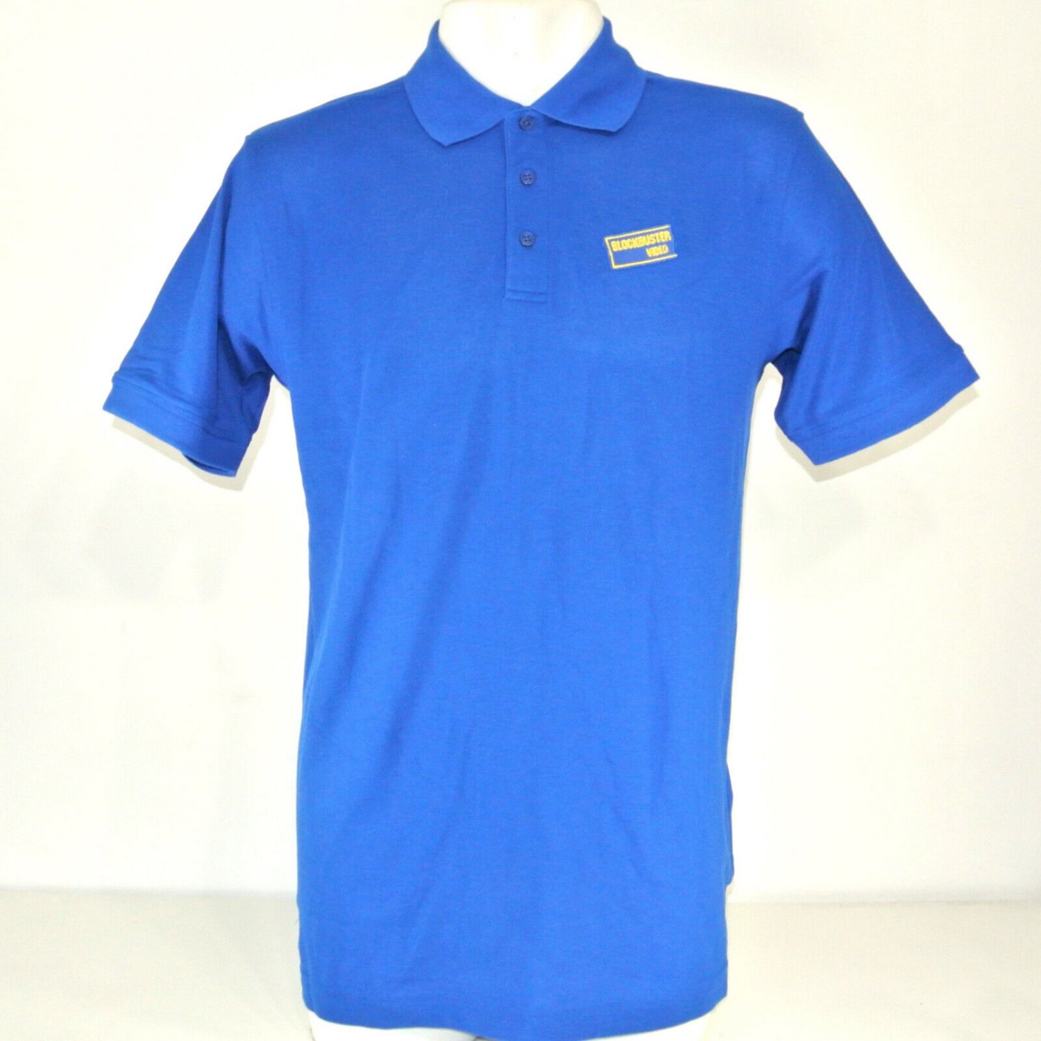 BLOCKBUSTER VIDEO 1990s Employee Uniform Polo Shirt Blue Size S Small NEW