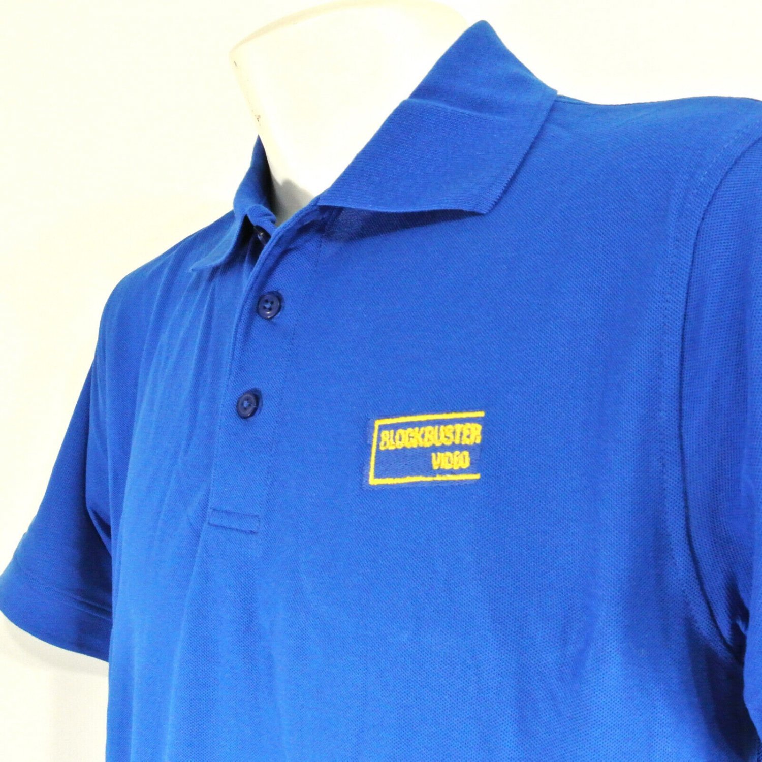 BLOCKBUSTER VIDEO 1990s Employee Uniform Polo Shirt Blue Size 3XL NEW