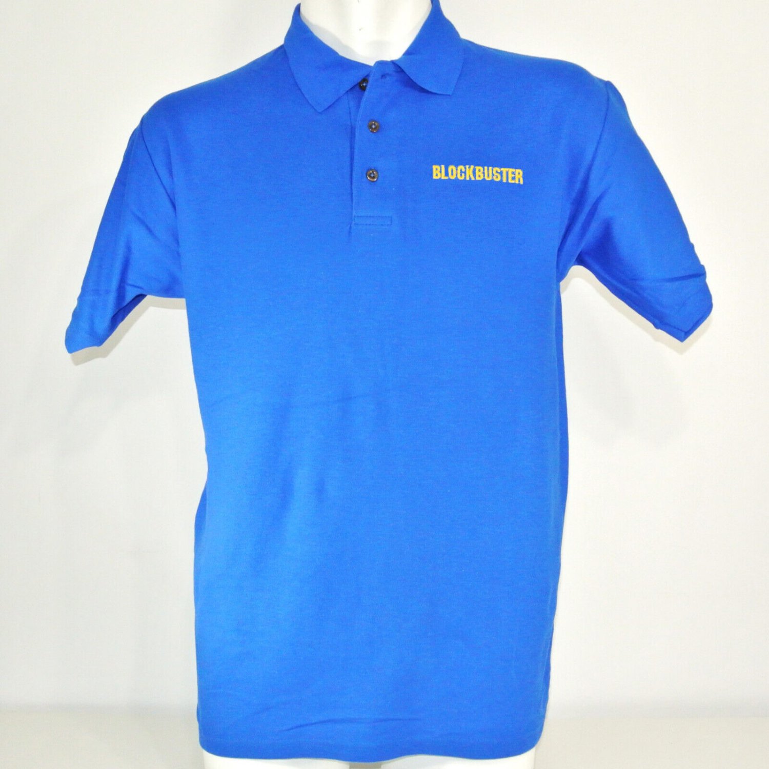 BLOCKBUSTER VIDEO Logo Text Employee Uniform Polo Shirt Blue Size 2XL NEW