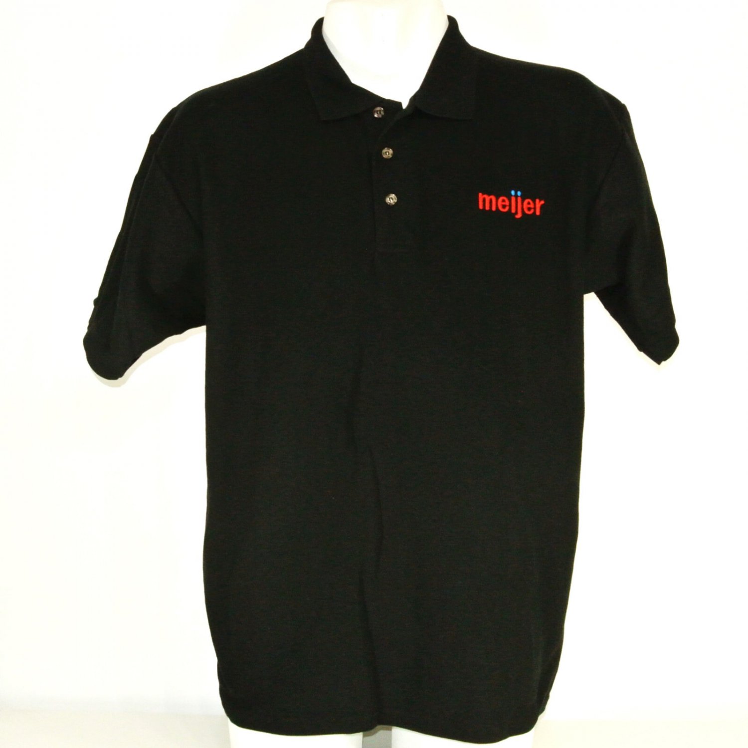 MEIJER Grocery Store Employee Uniform Polo Shirt Black Size M Medium NEW