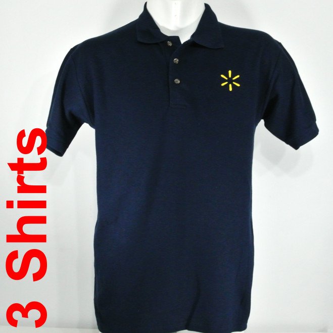 WALMART Spark Associate Employee Uniform Shirt Navy Blue Size XL (Lot of 3)