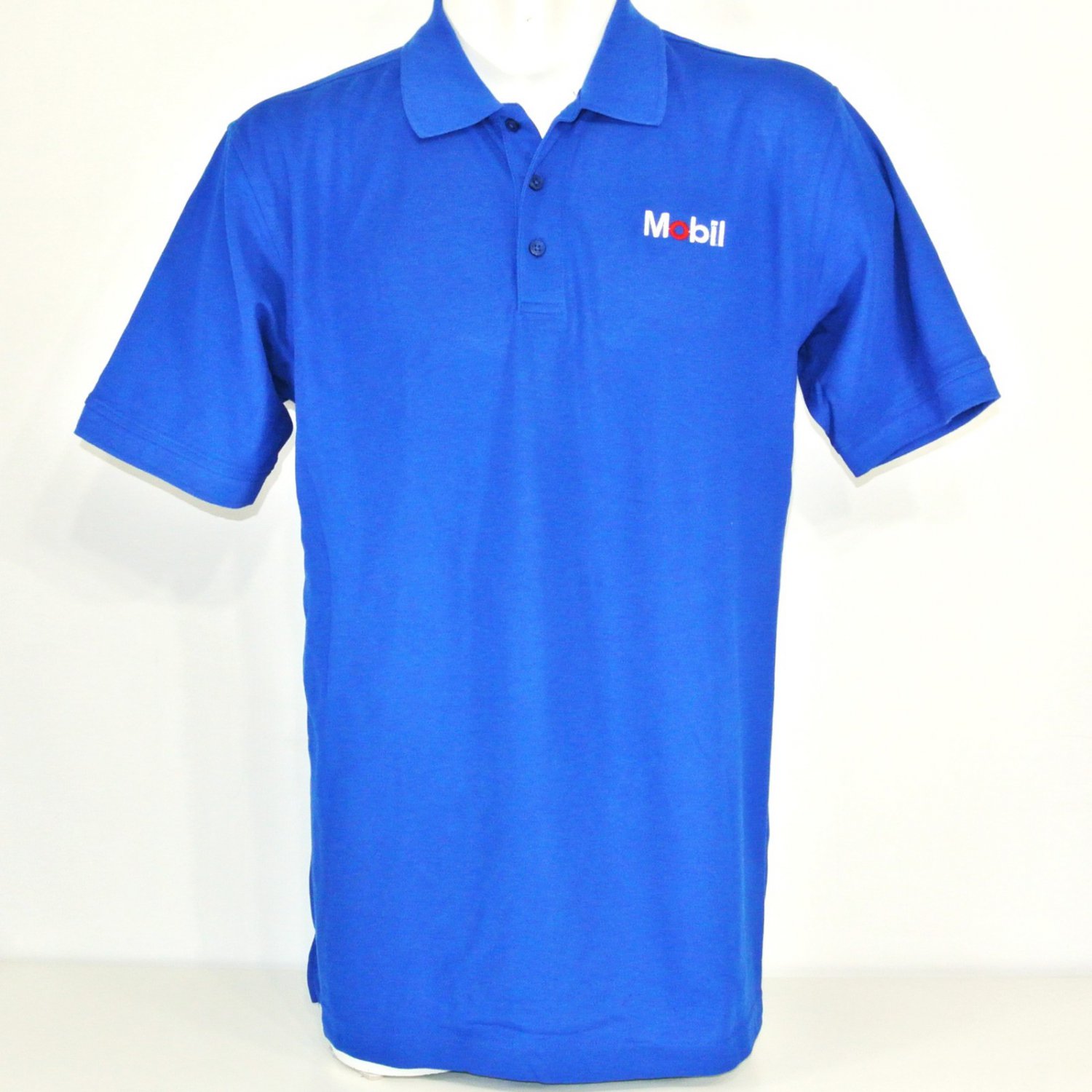 MOBIL Gas Station Employee Uniform Polo Shirt Blue Size L Large NEW
