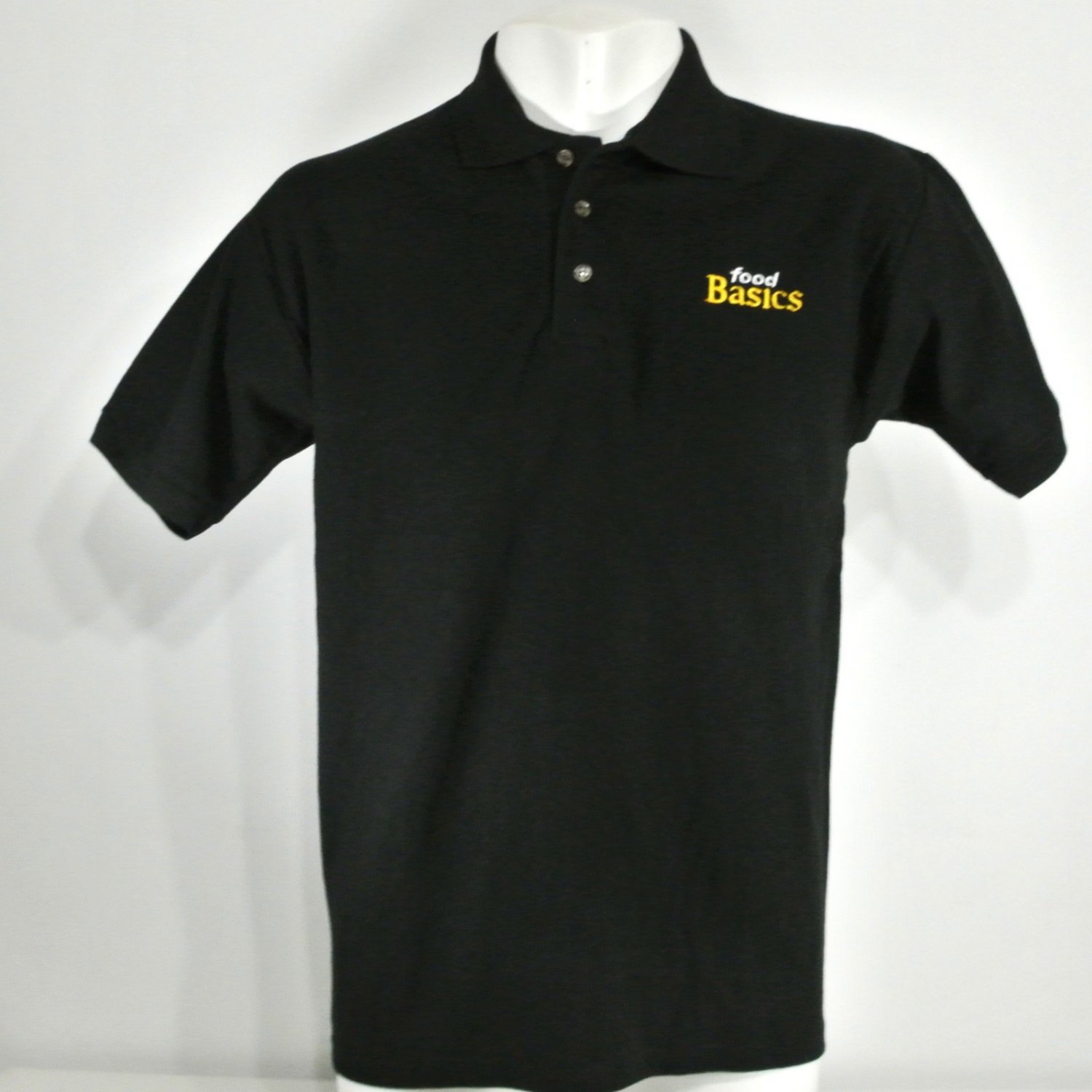 FOOD BASICS Grocery Store Employee Uniform Polo Shirt Black Size L ...