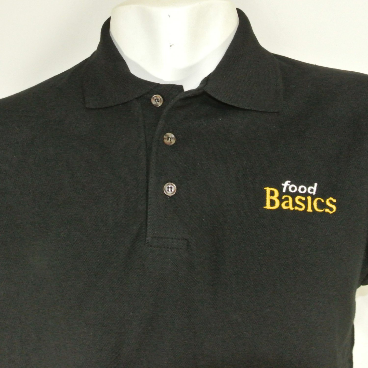 FOOD BASICS Grocery Store Employee Uniform Polo Shirt Black Size L ...