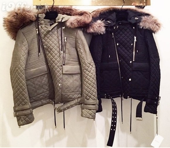 Balmain QUILTED COTTON FUR TRIM WITH REAL RACCOON FUR – NEW