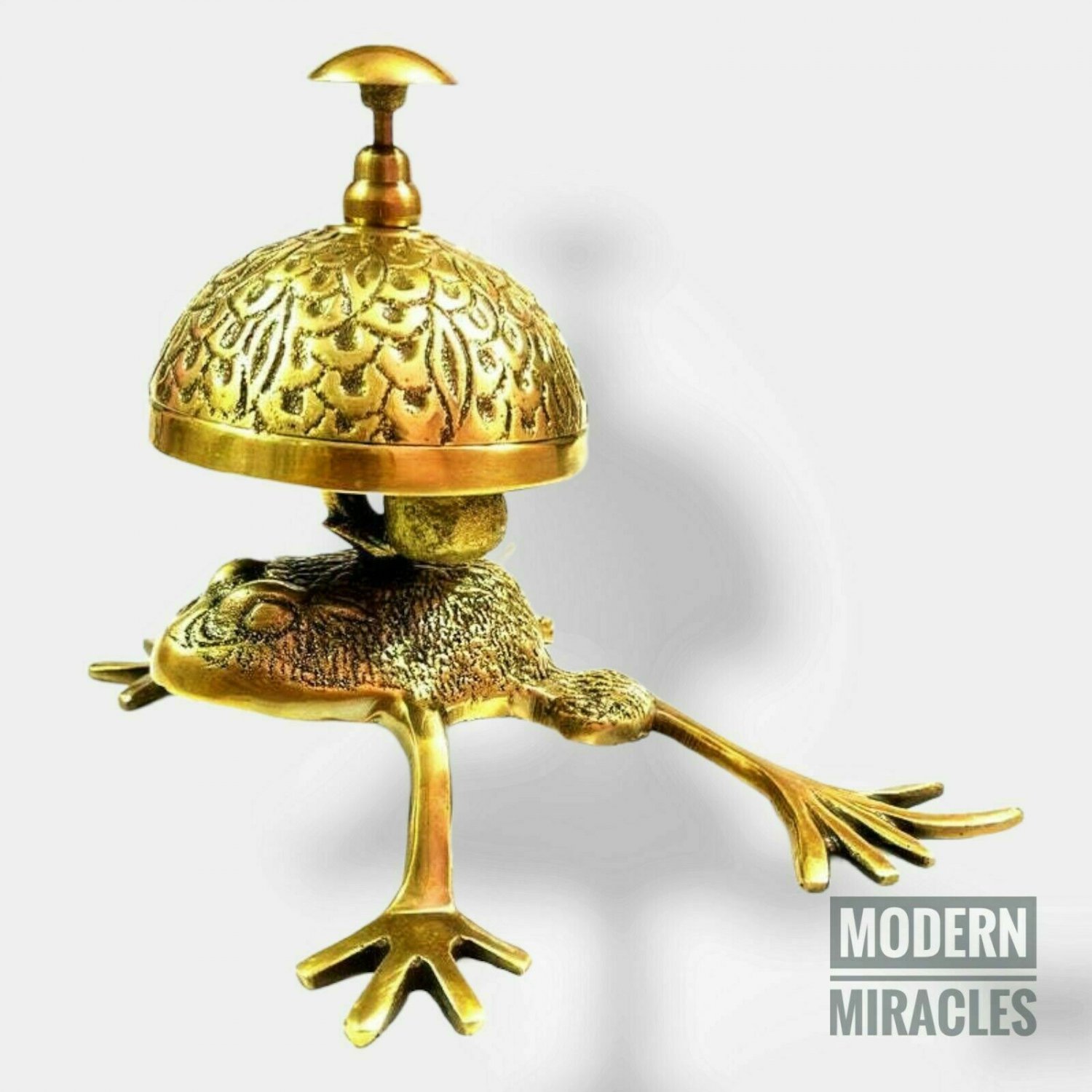 Antique Brass Frog Style Desk Bell Nautical Hotel Counter Reception ...