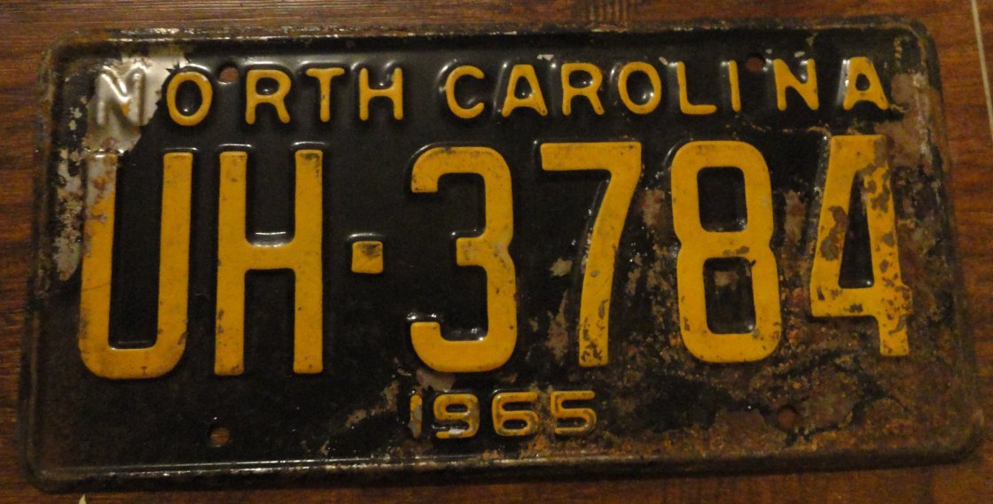 1965 UH 3784 North Carolina license plate