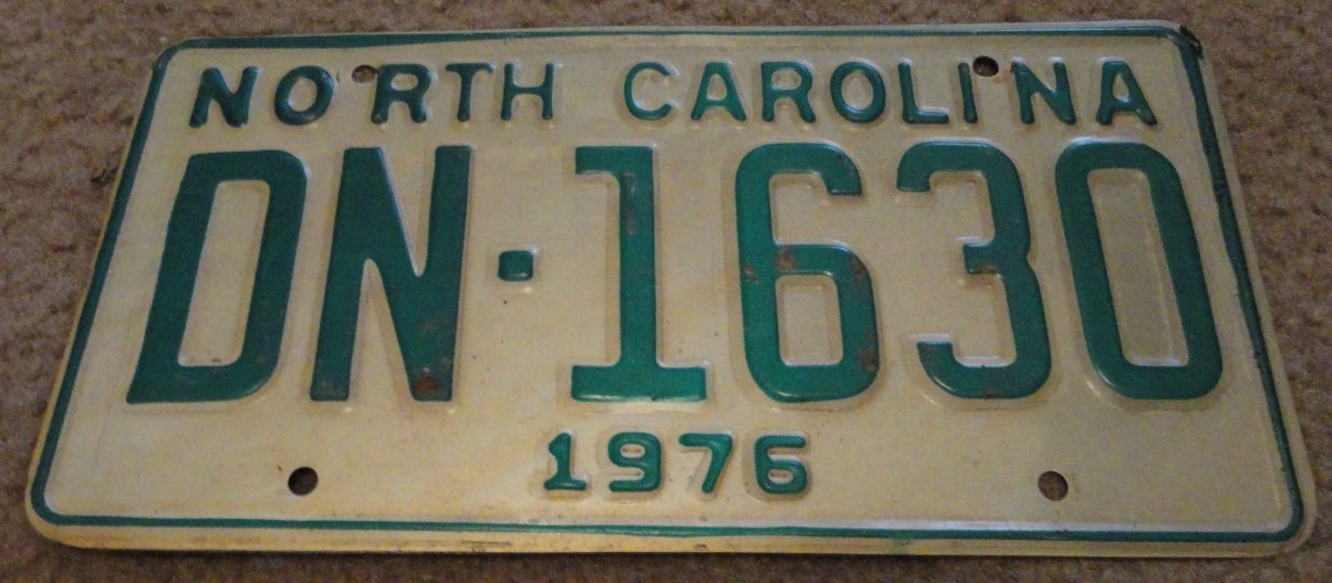 1976 DN 1630 North Carolina license plate